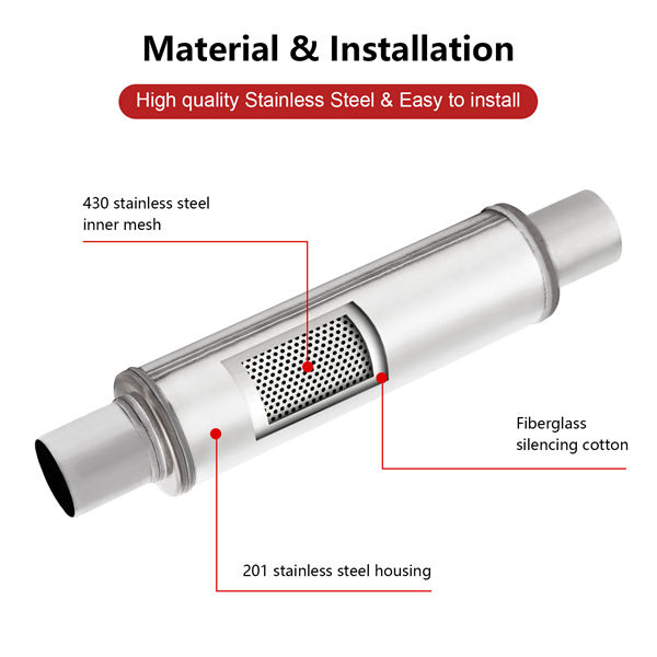 2.5″ Inlet/Outlet Exhaust Muffler Universal Resonator Stainless Steel ...
