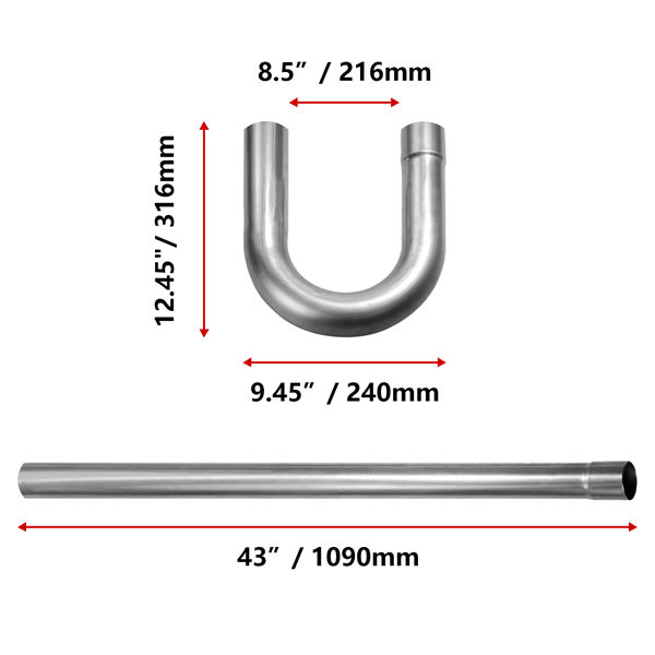 3′ Stainless Steel Custom Exhaust Pipe Kit Tubing Mandrel Bend Pipe ...